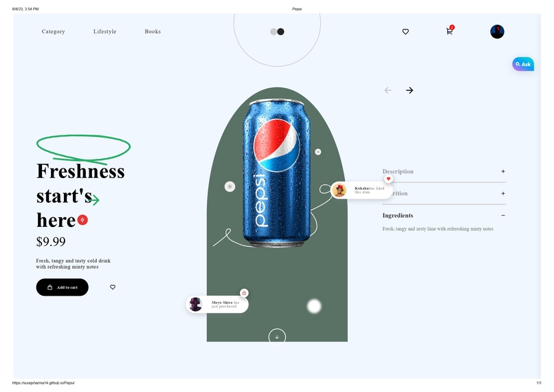 The stunning Pepsi Landing Page! | Devpost