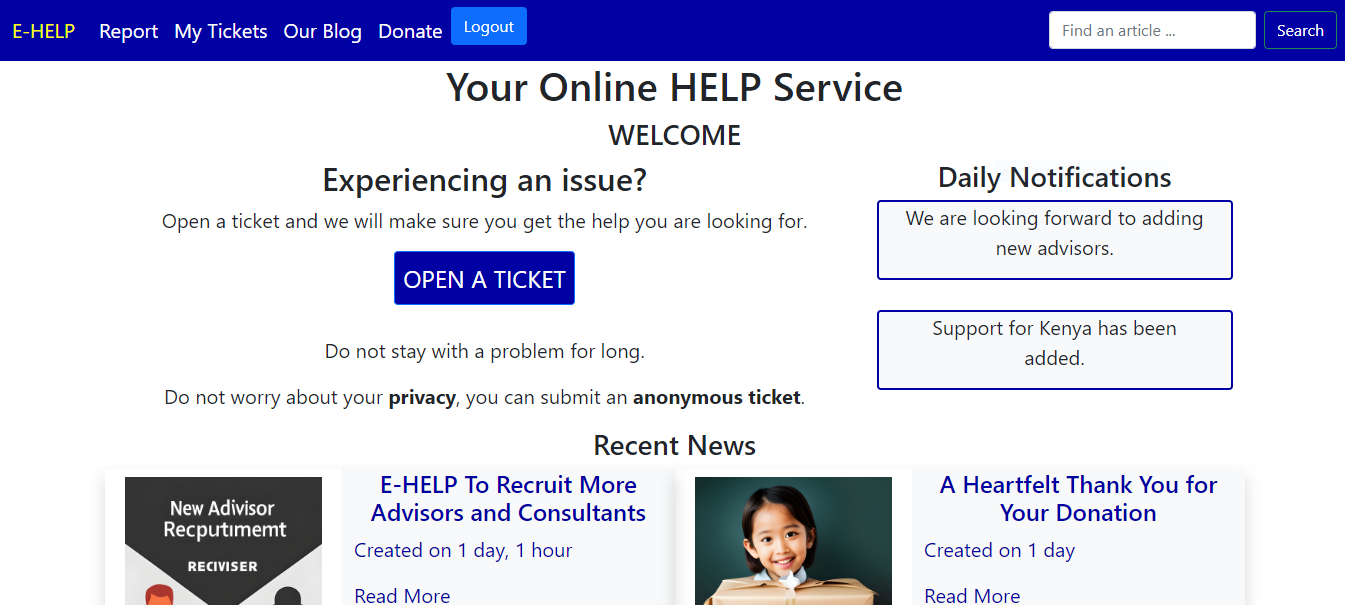E-HELP PLATFORM | Devpost