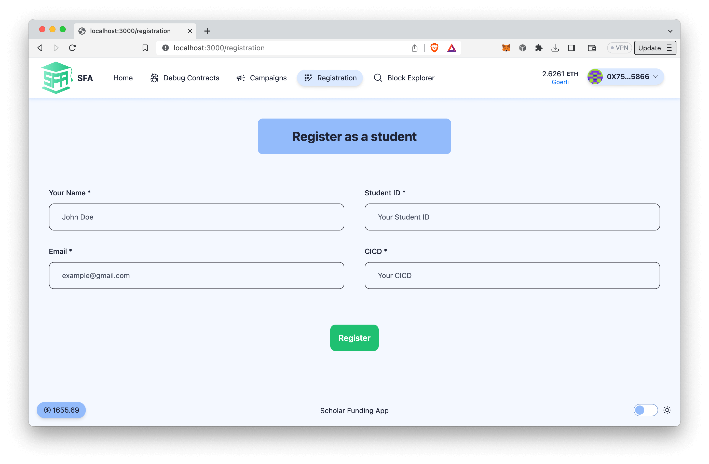 SFA - Scholar Funding Decentralized App | Devpost