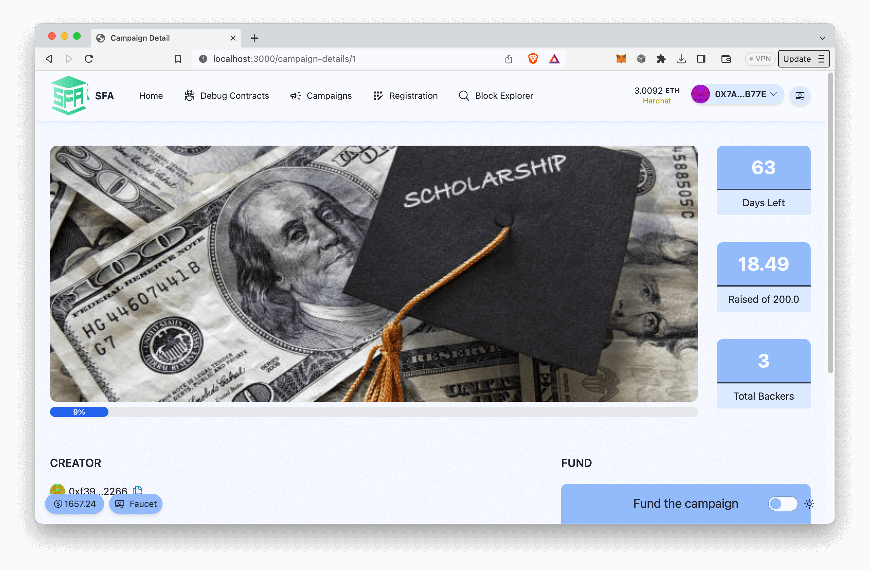 SFA - Scholar Funding Decentralized App | Devpost