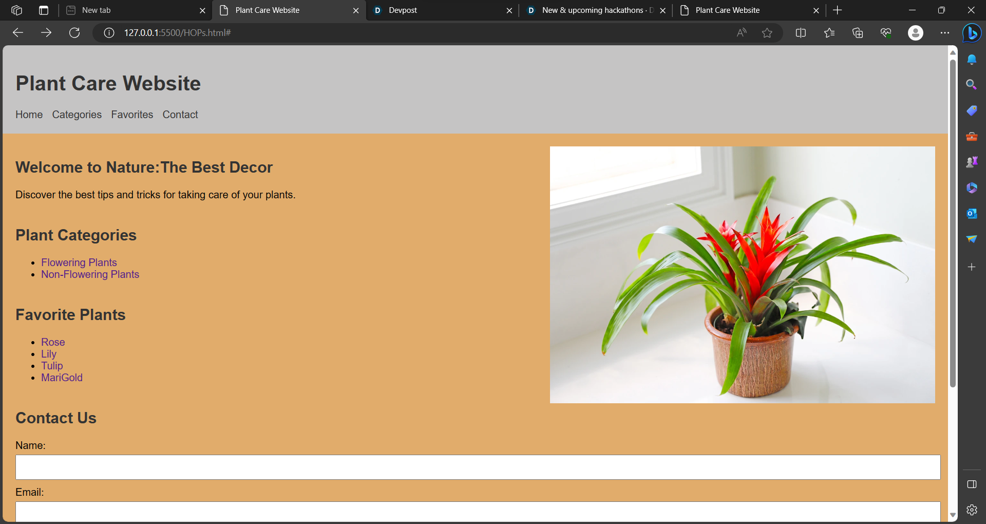 A developing Plants Care Website | Devpost