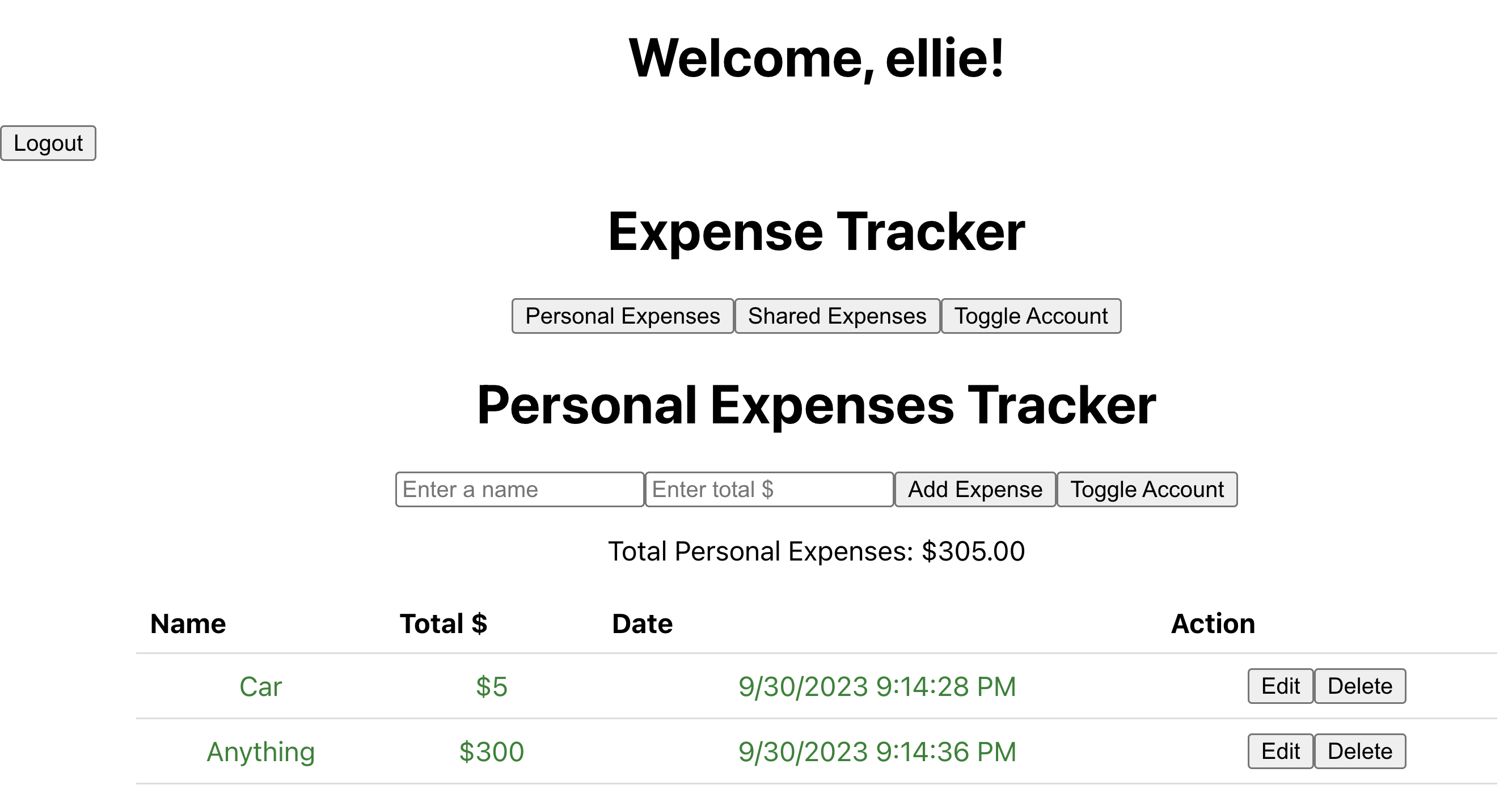 Personal and Shared Expenses Tracker | Devpost