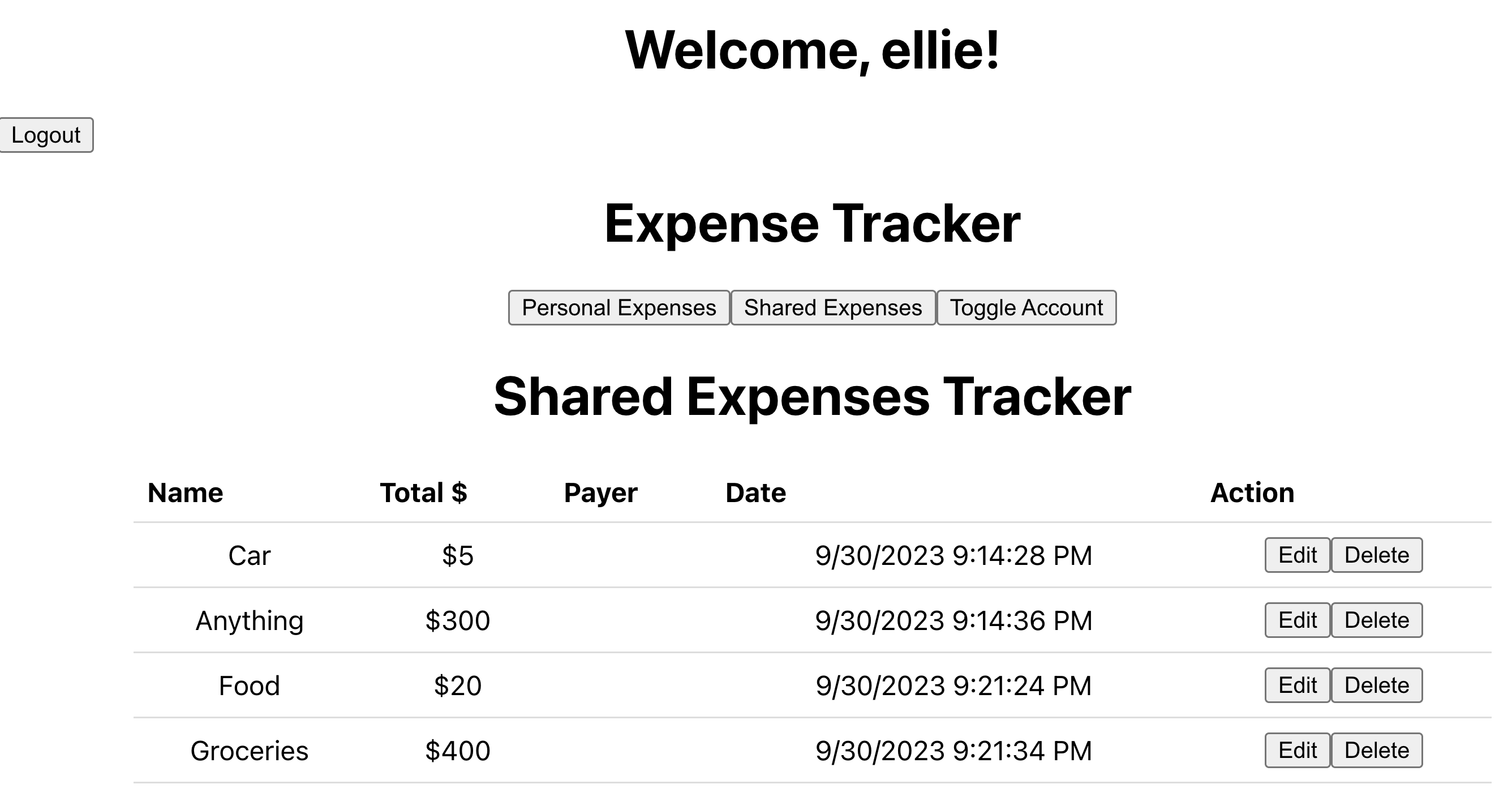 Personal and Shared Expenses Tracker | Devpost