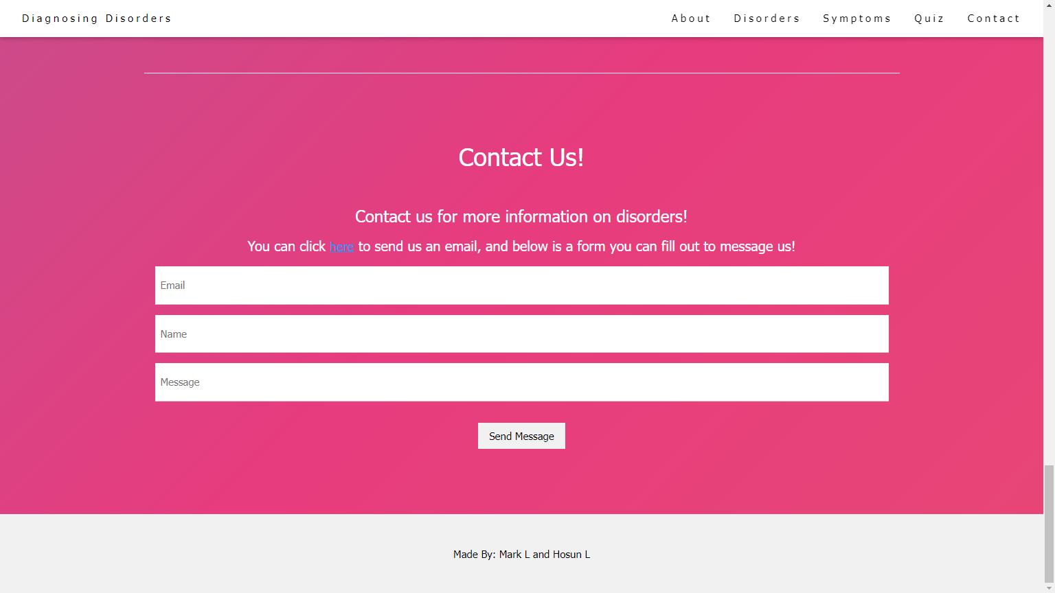 Diagnosing Disorders Website | Devpost