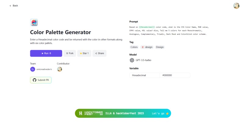 [IllaCloud] Create Color Palette Generator | Devpost