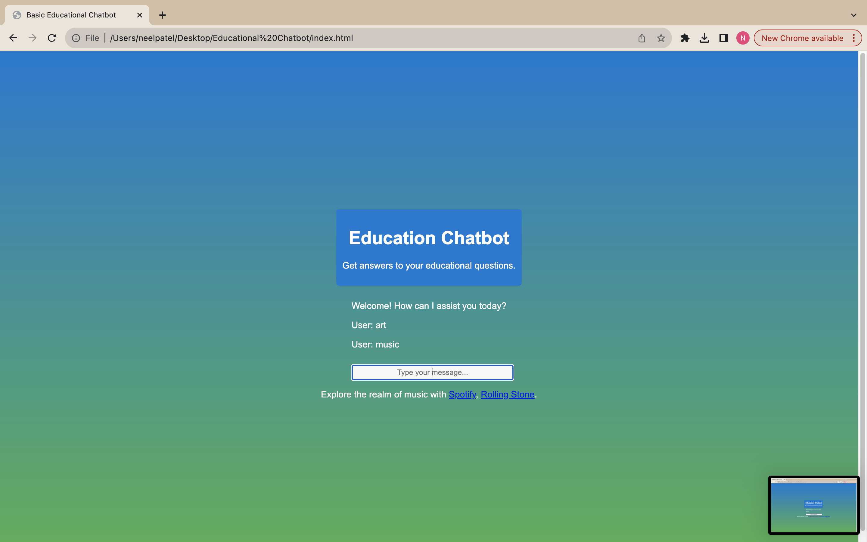 Educational Chatbot | Devpost