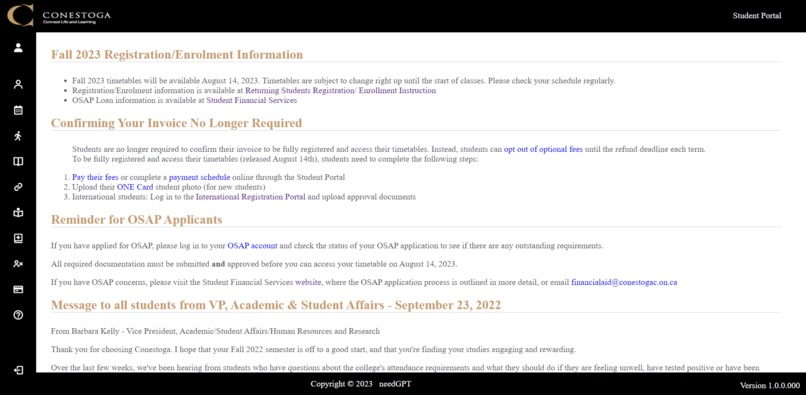 Redesign Conestoga Student Portal | Devpost