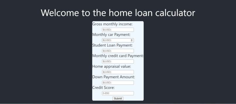 Loan approval Calculator | Devpost