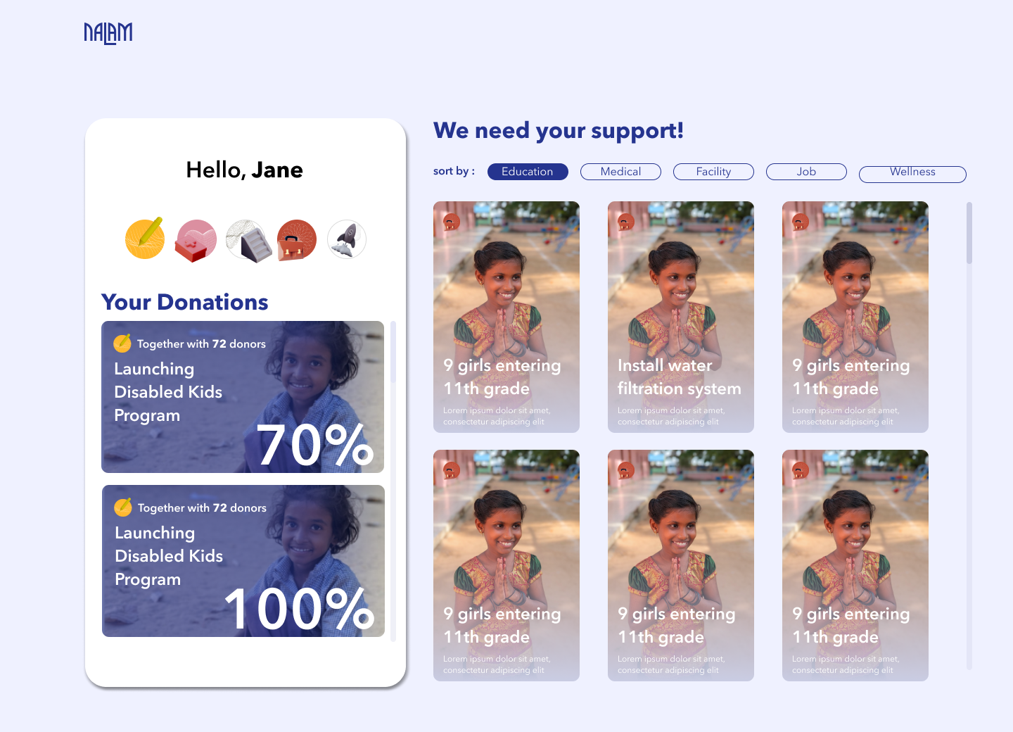 Jellyfish: Your Personalized Donation Experience with NALAM | Devpost