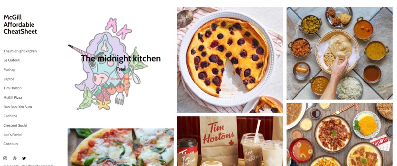 McGill Affordable Food Cheatsheet | Devpost