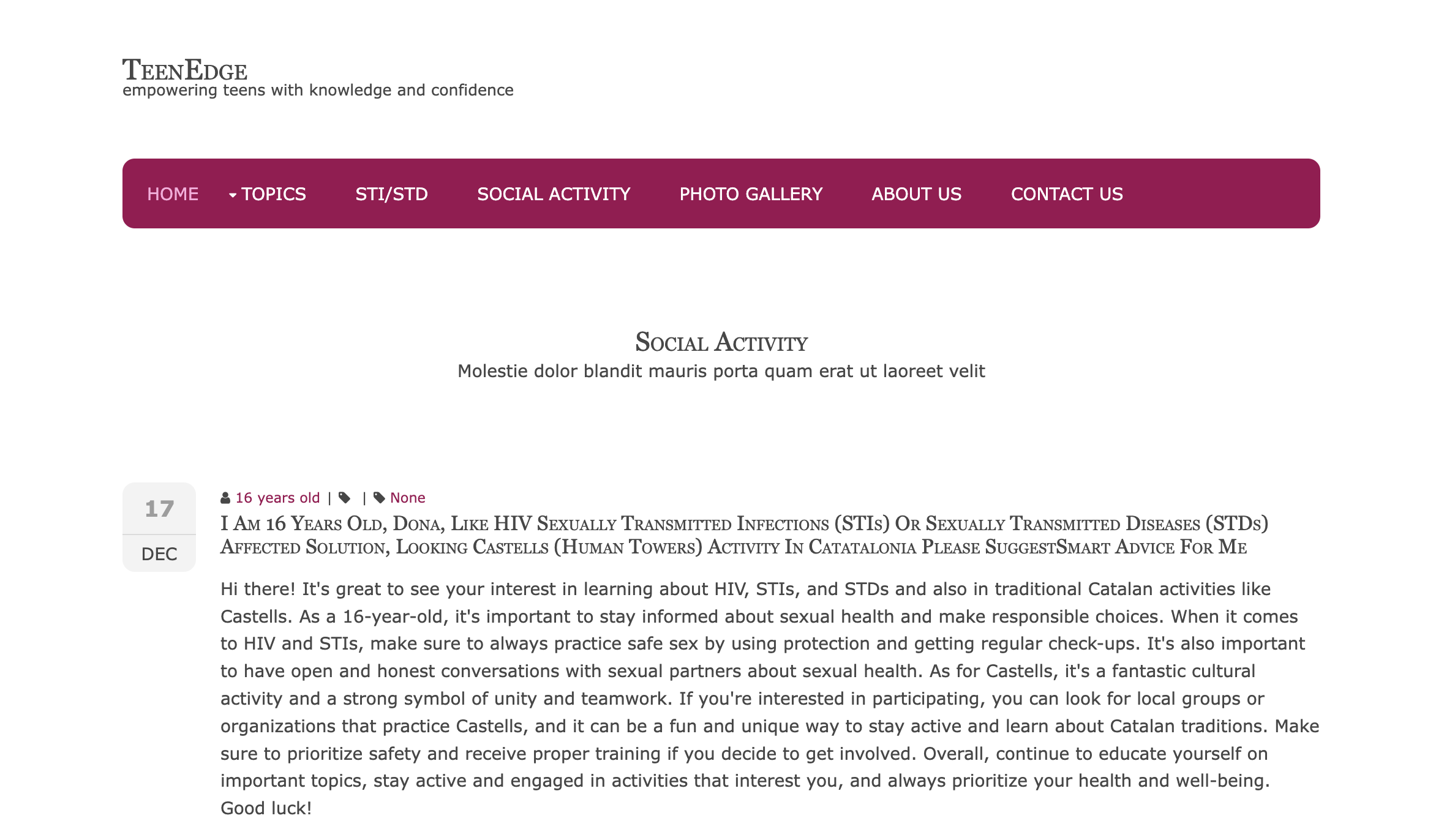TeenEdge-empowering teens with knowledge and confidence | Devpost