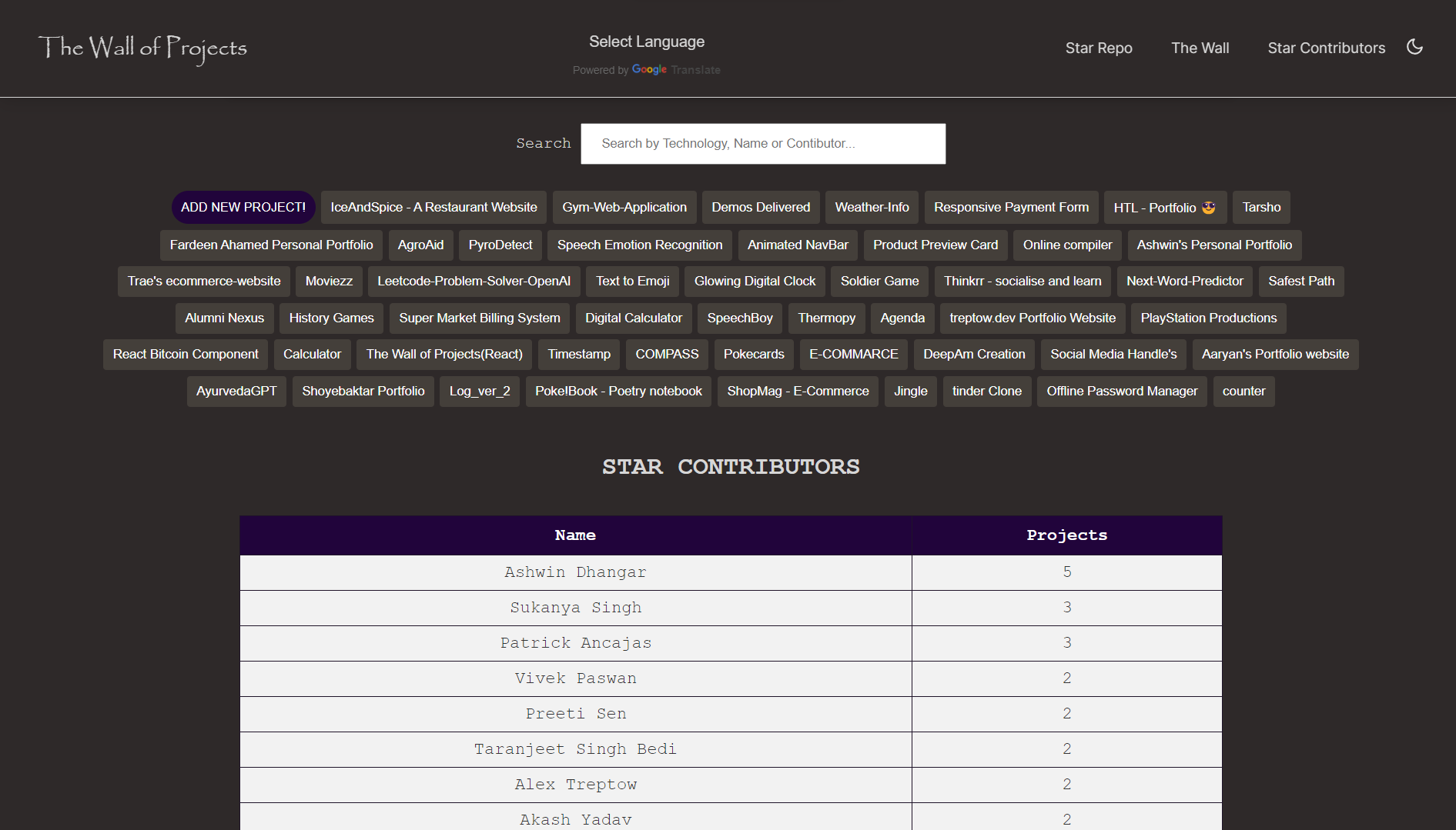 The Wall of Projects | Devpost