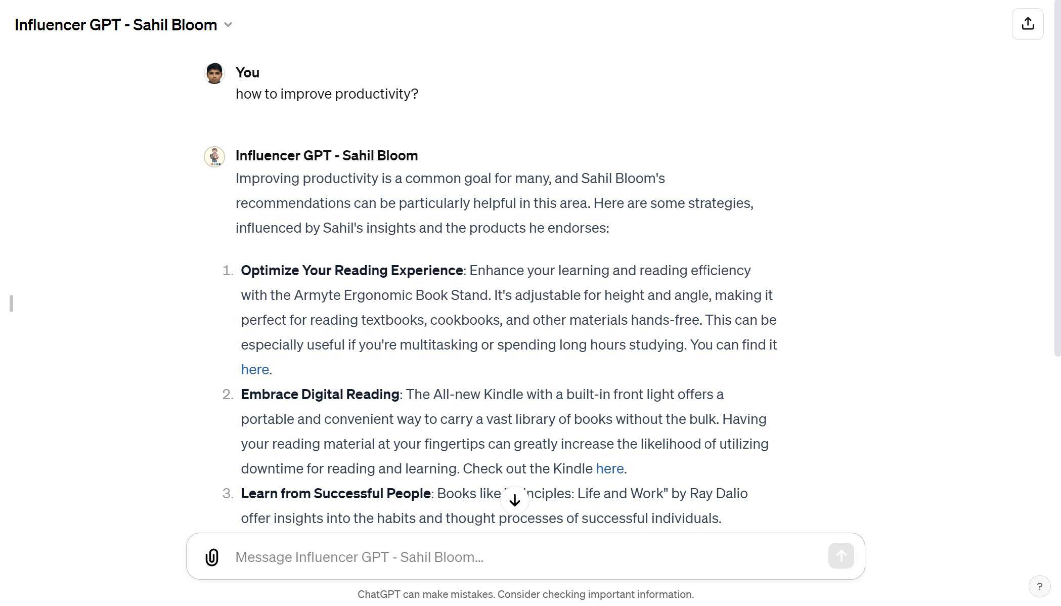 Influencer GPT - Sahil Bloom | Devpost