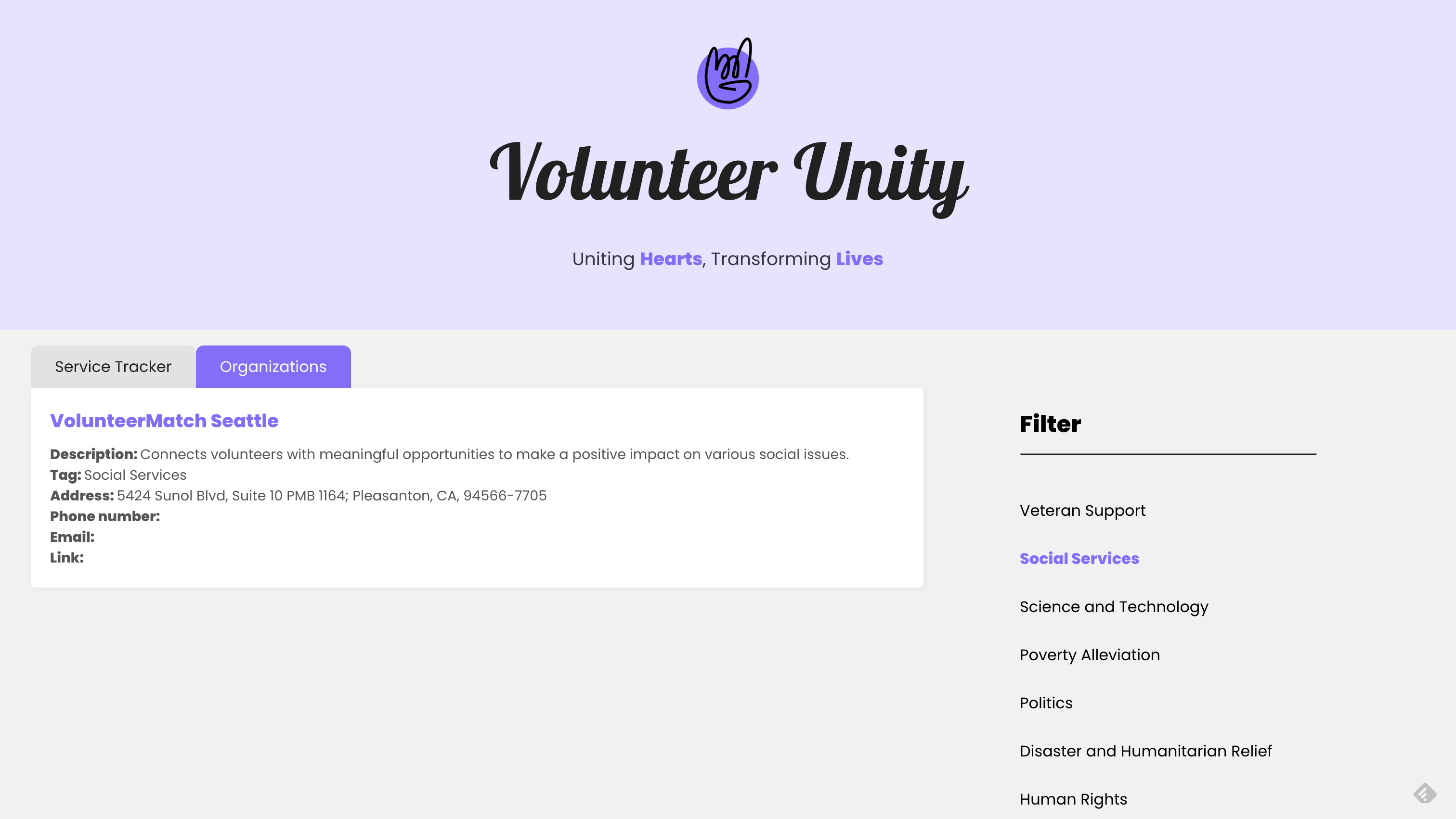 Volunteer Unity | Devpost