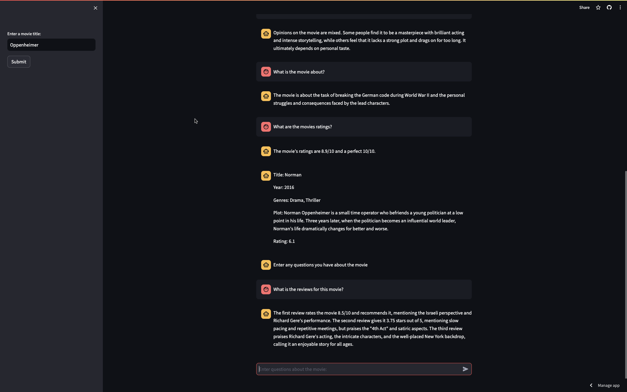 Movie Q&A Bot | Devpost