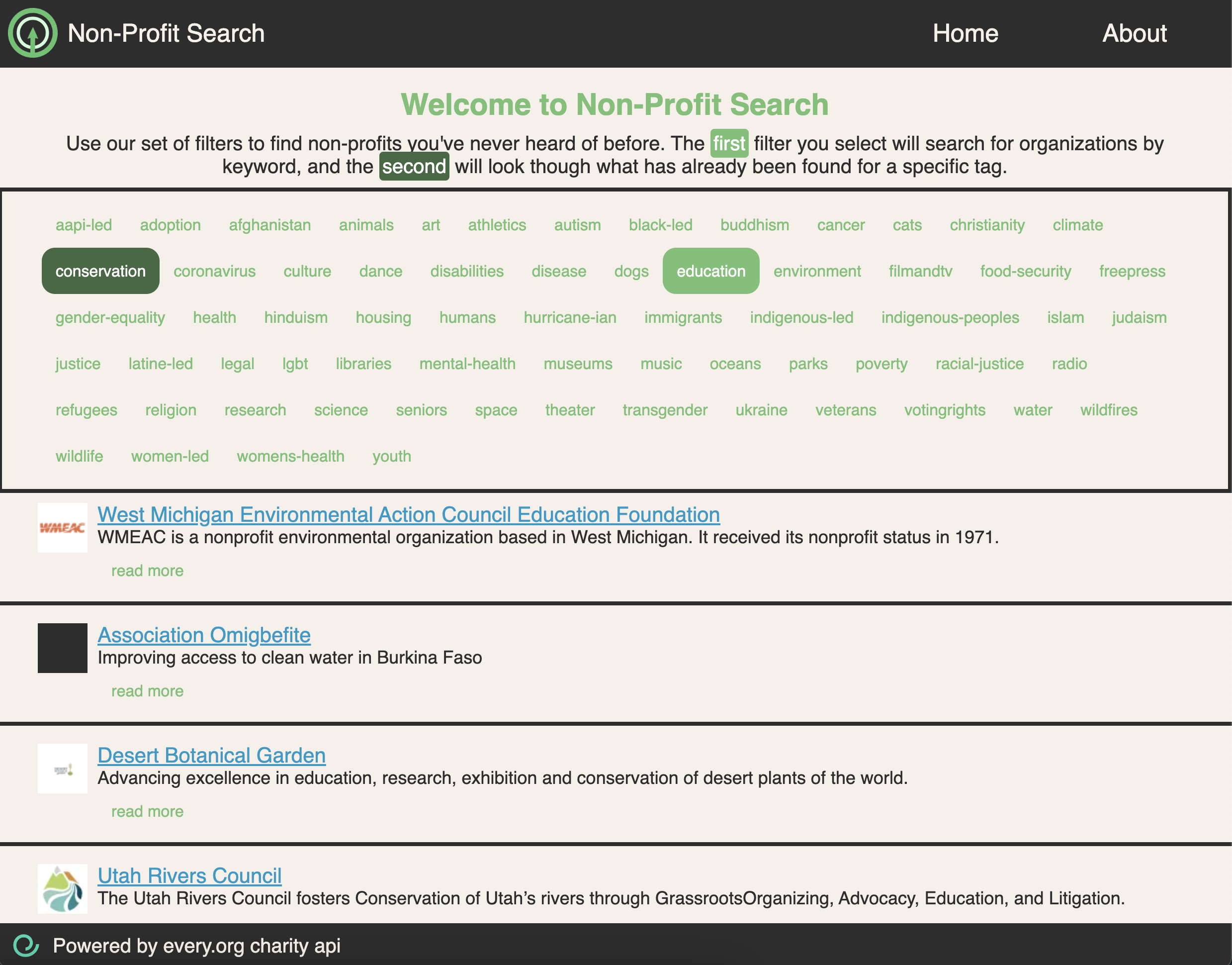 Non-Profit Search | Devpost