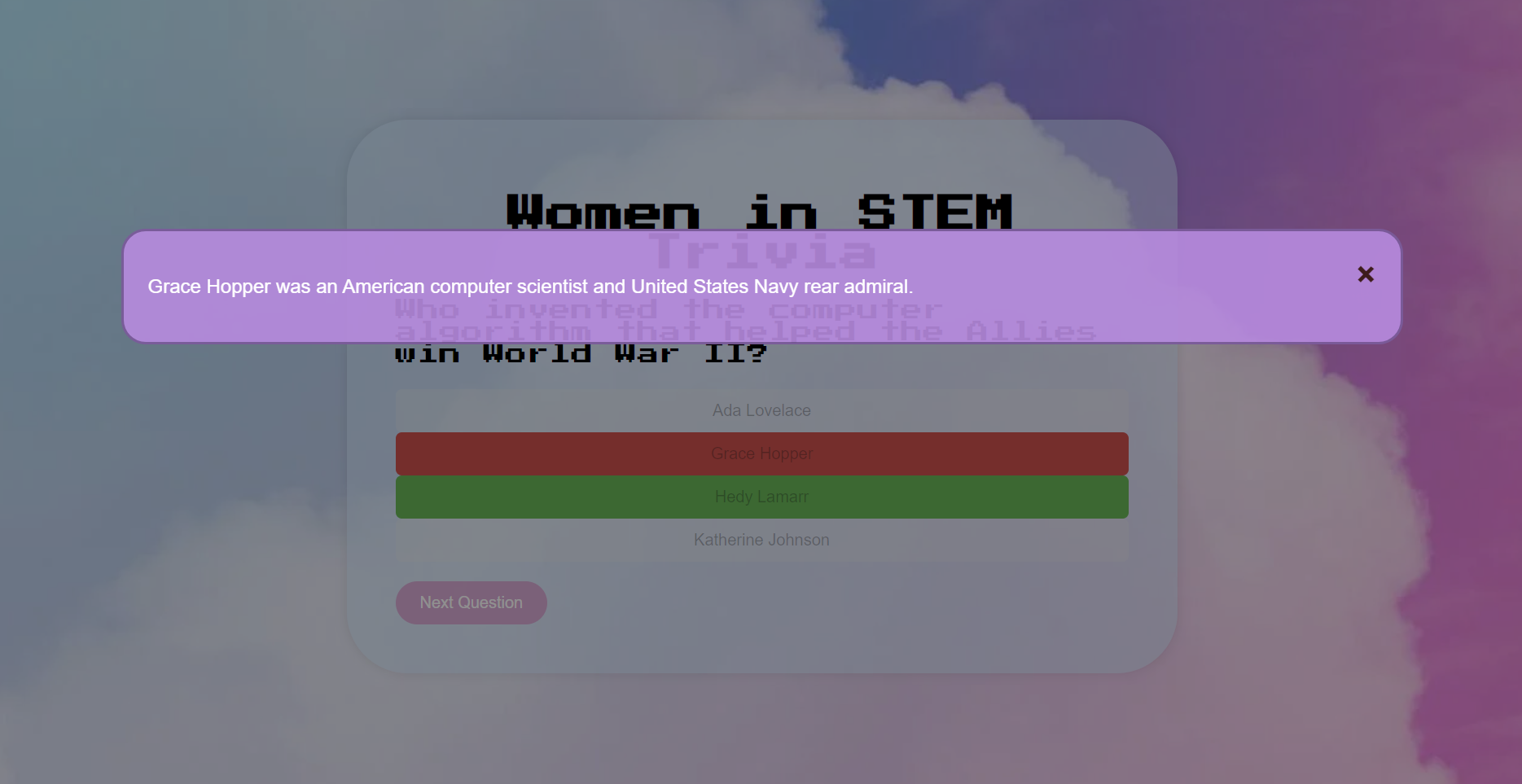 Women in STEM trivia | Devpost