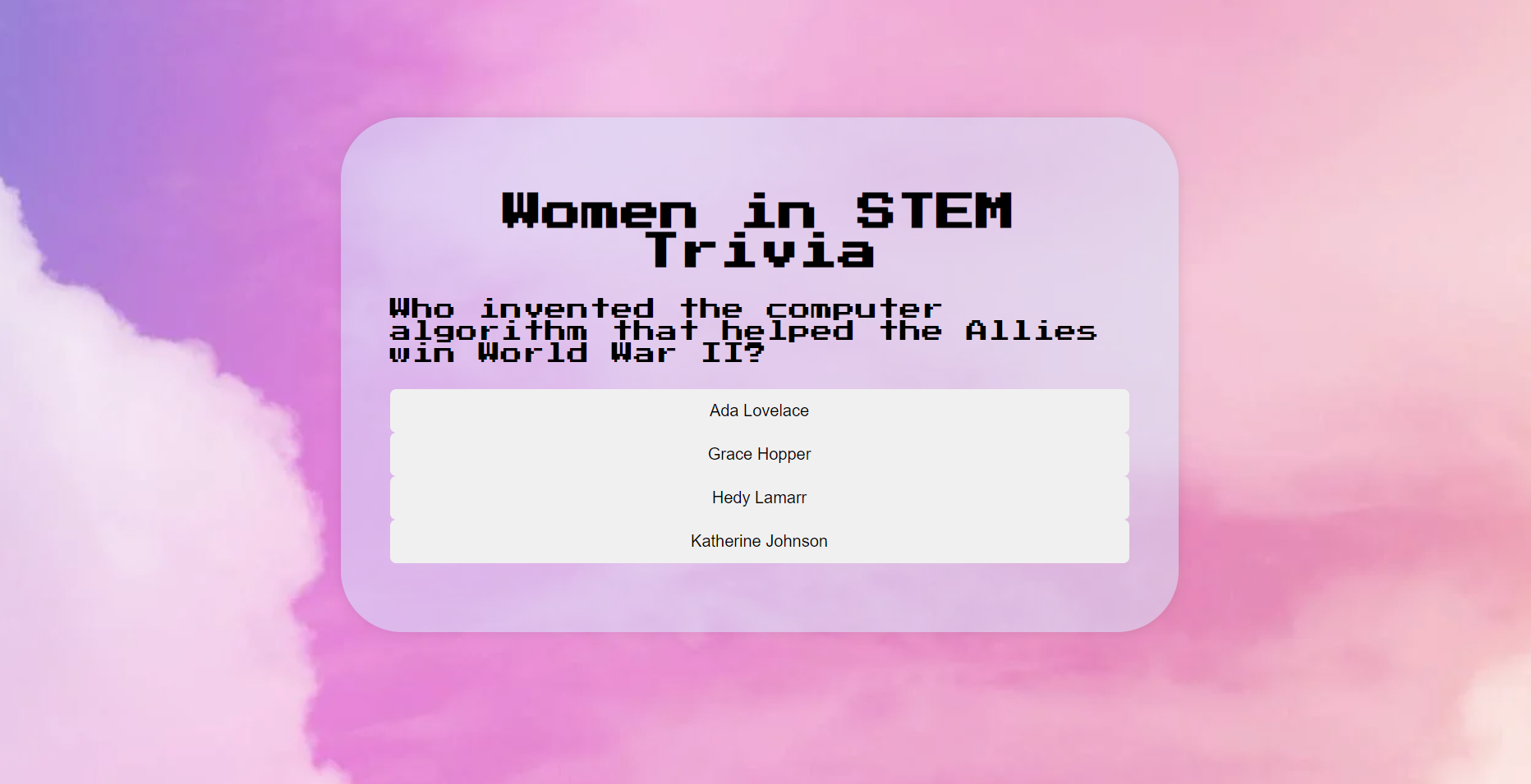 Women in STEM trivia | Devpost