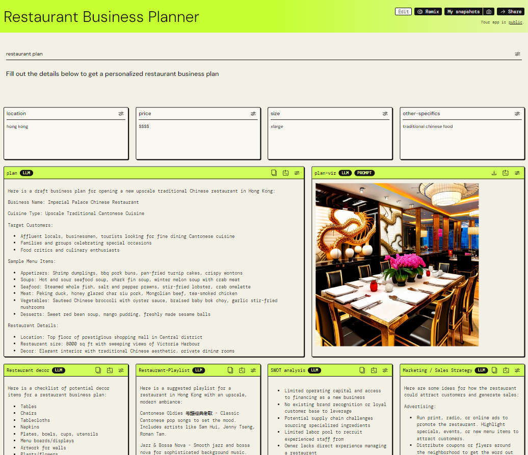 Restaurant Business Planner | Devpost