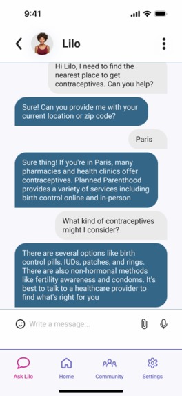 Lilo App: AI-enhanced access to SRH care for women | Devpost
