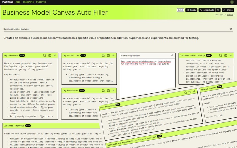 Business Model Canvas Auto Filler | Devpost