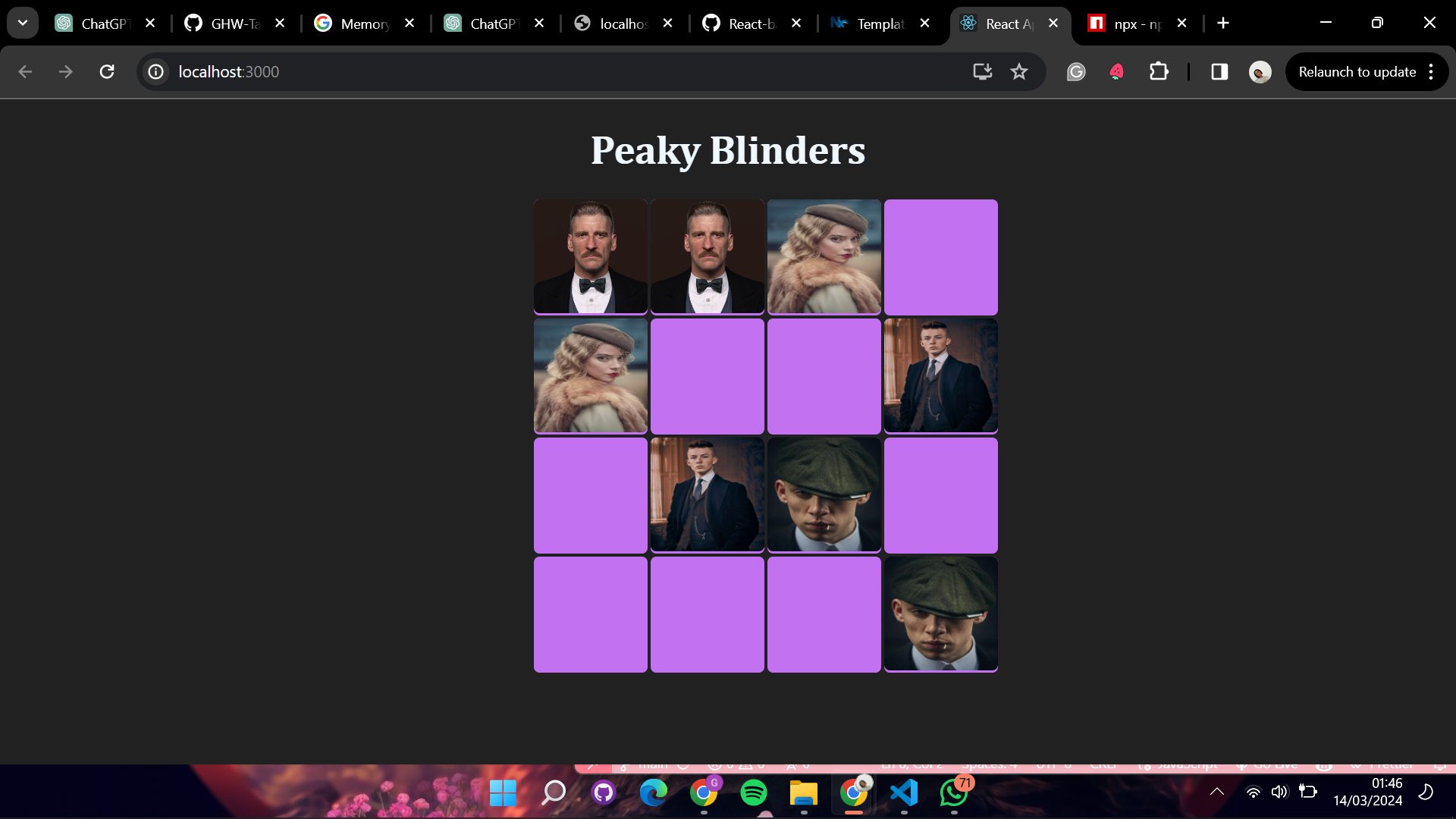 Memory Card Peaky Blinders game | Devpost