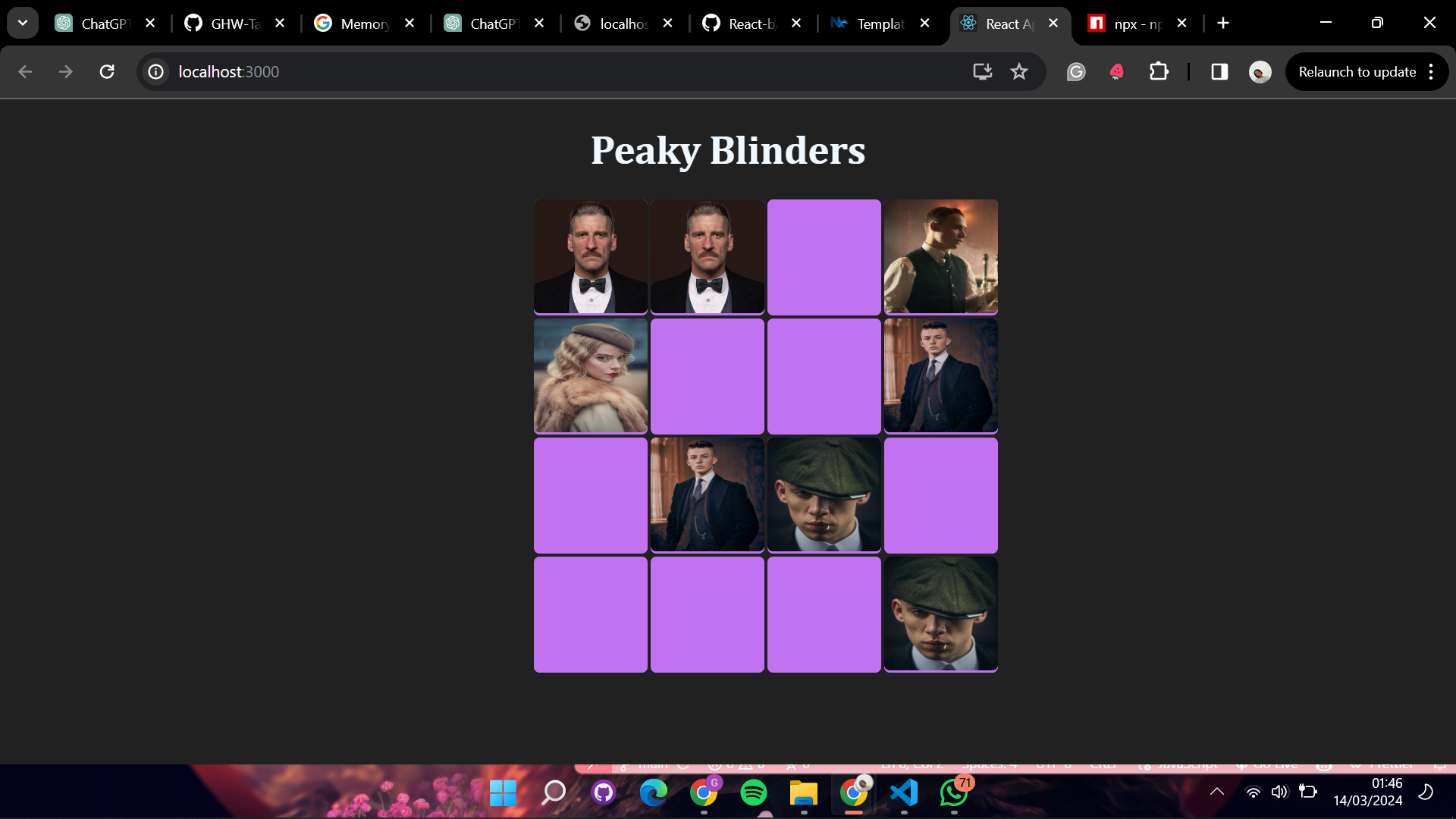 Memory Card Peaky Blinders game | Devpost
