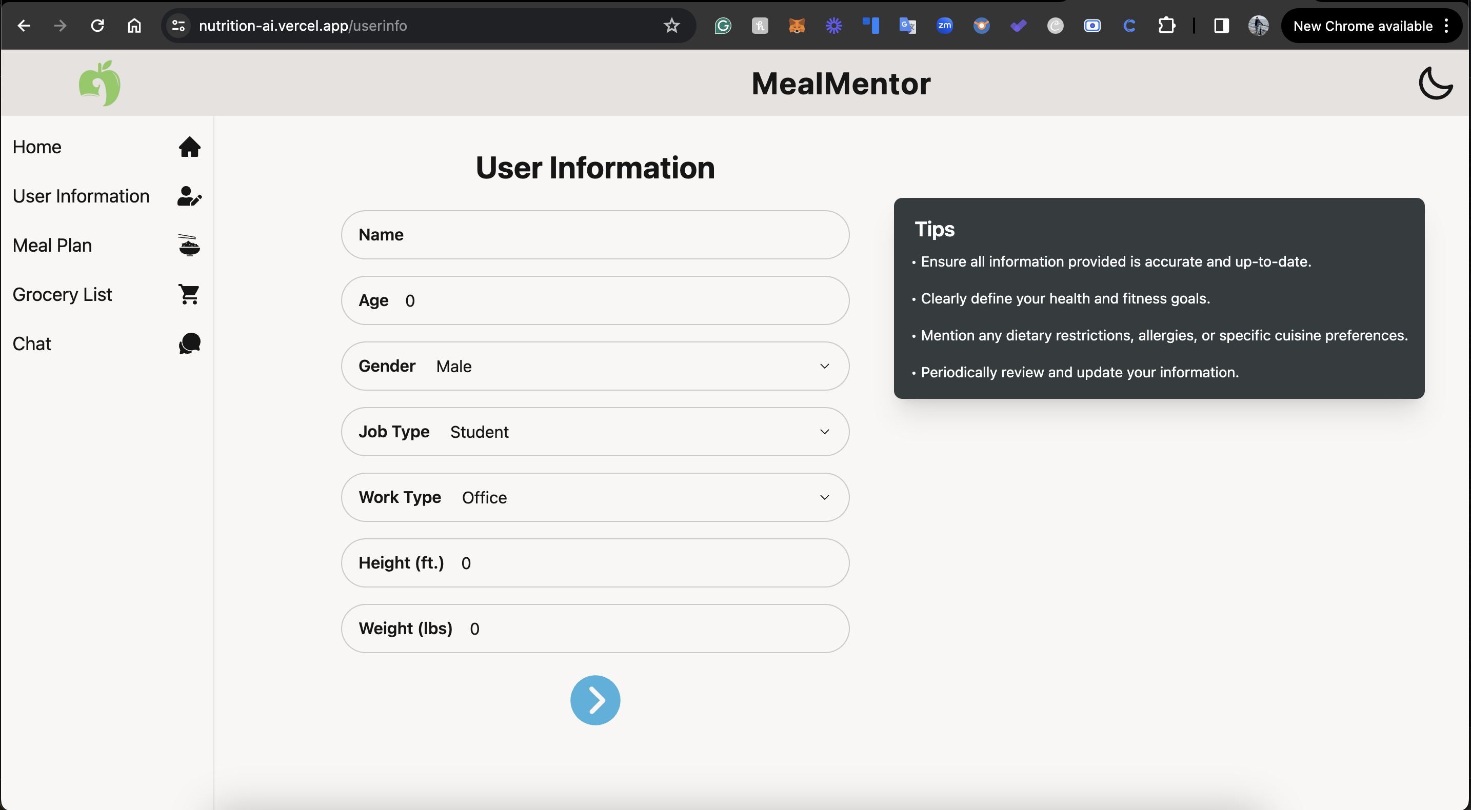 MEAL MENTOR | Devpost