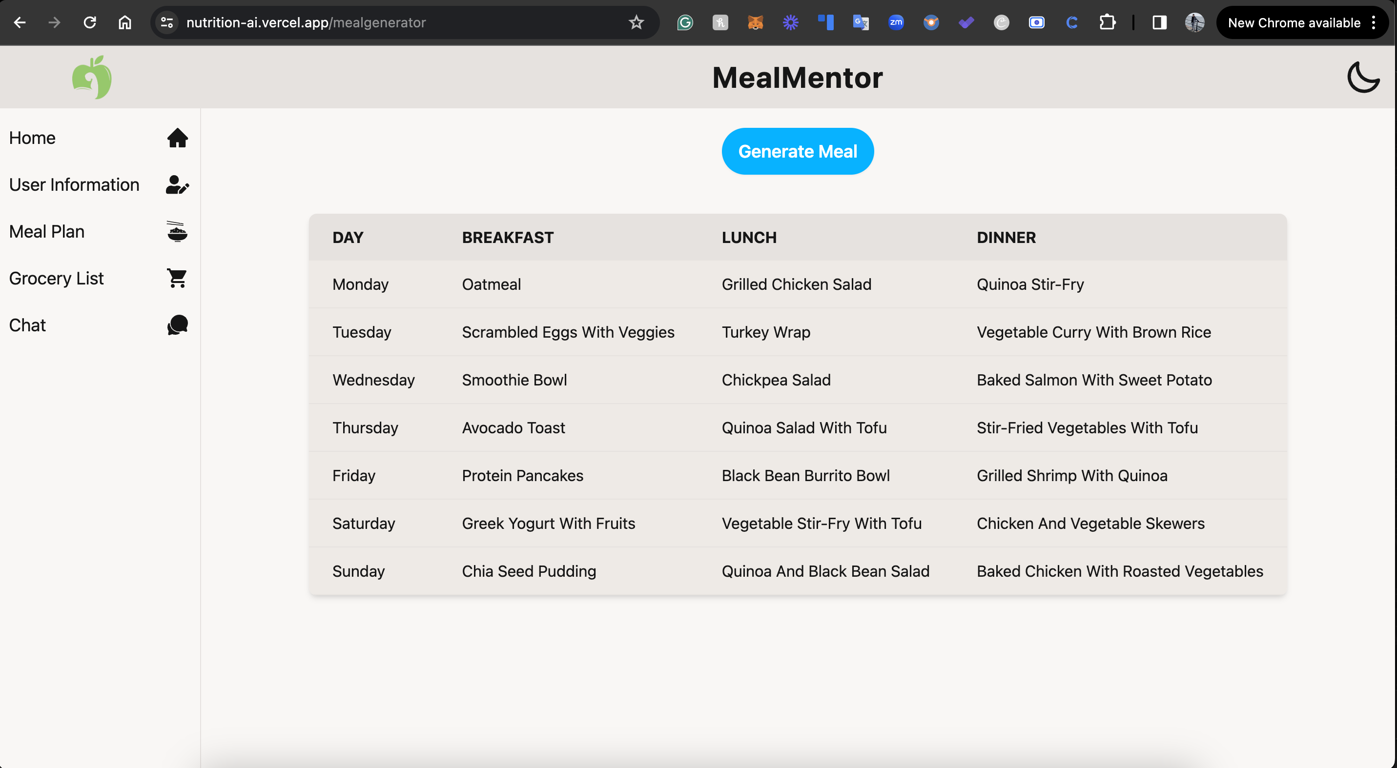 MEAL MENTOR | Devpost