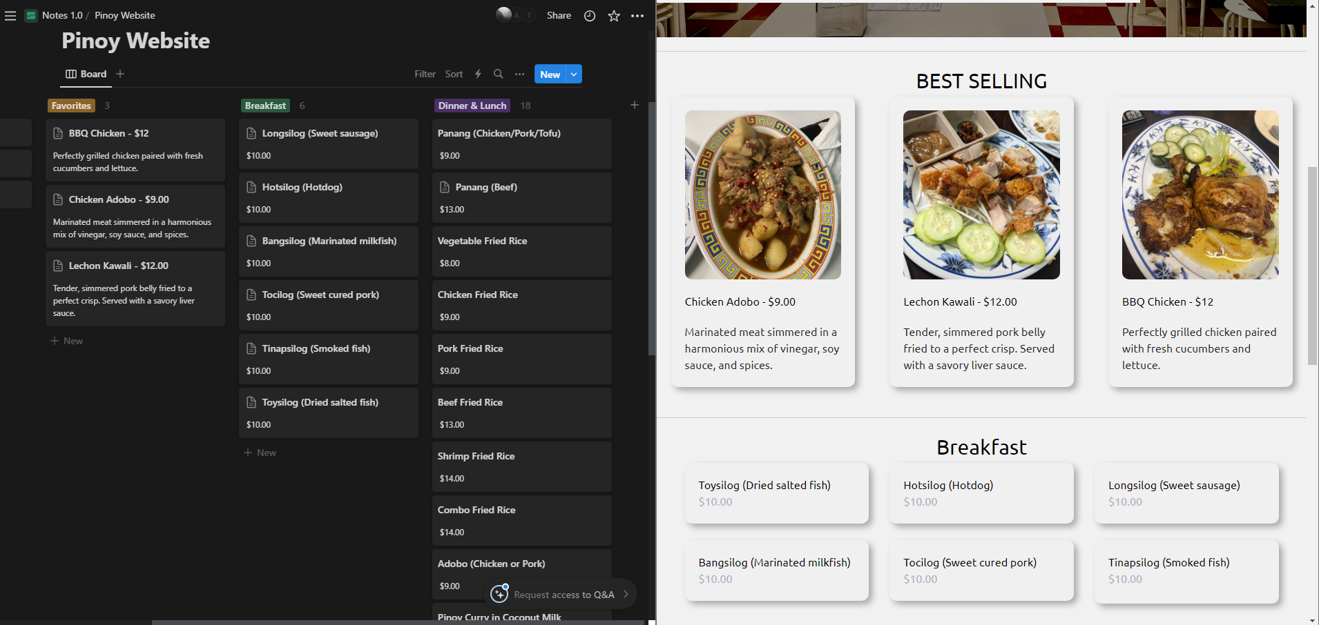 RR Pinoy Thai Cuisine Notion Website | Devpost
