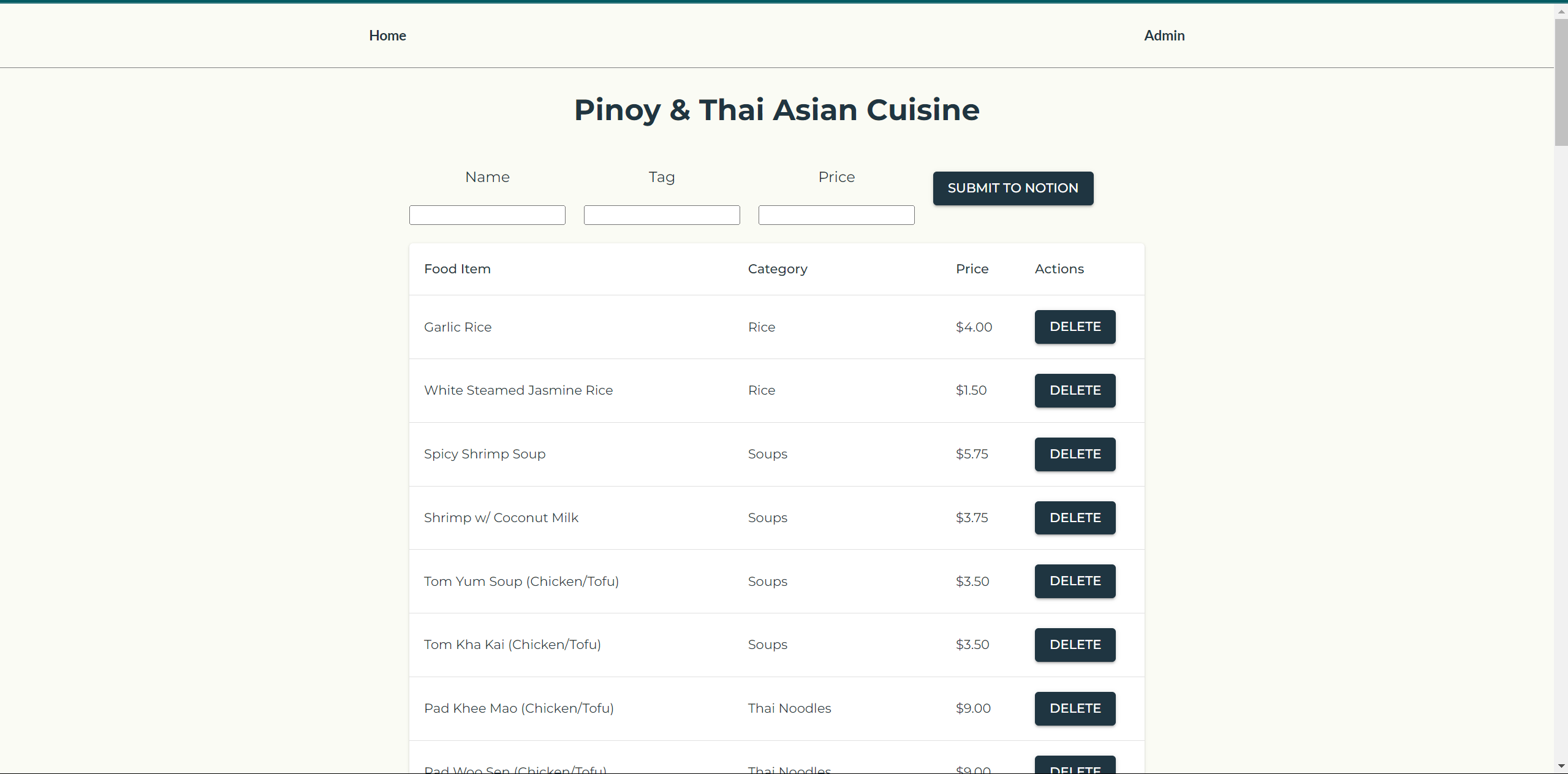 Pinoy & Thai Asian Cuisine Website | Devpost