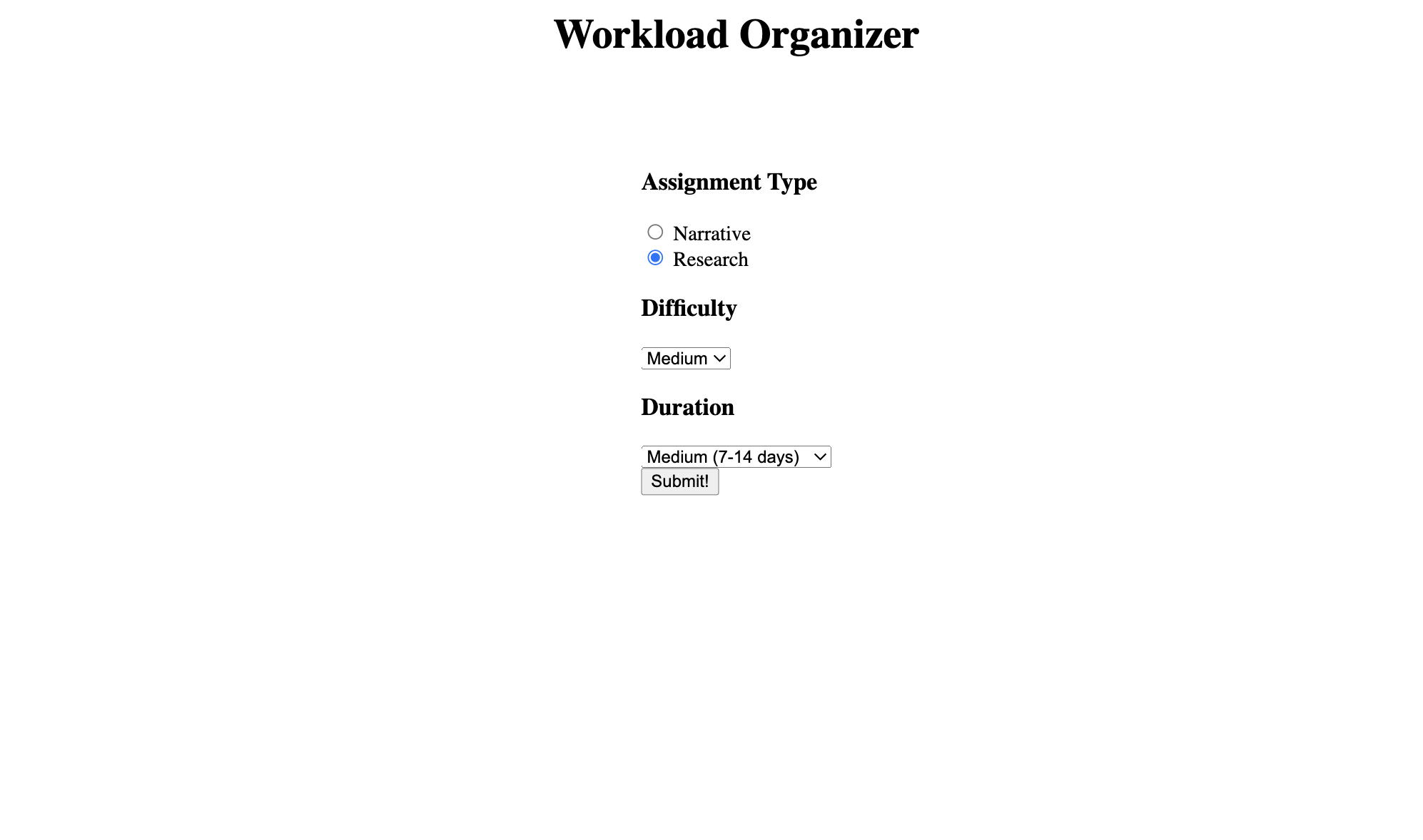 Workload Organizer | Devpost