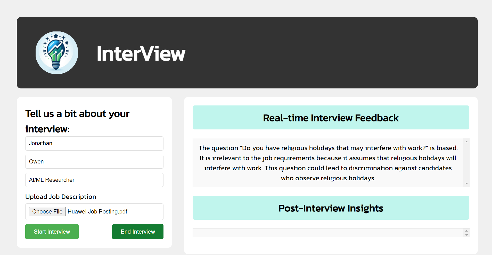 Interview Devpost