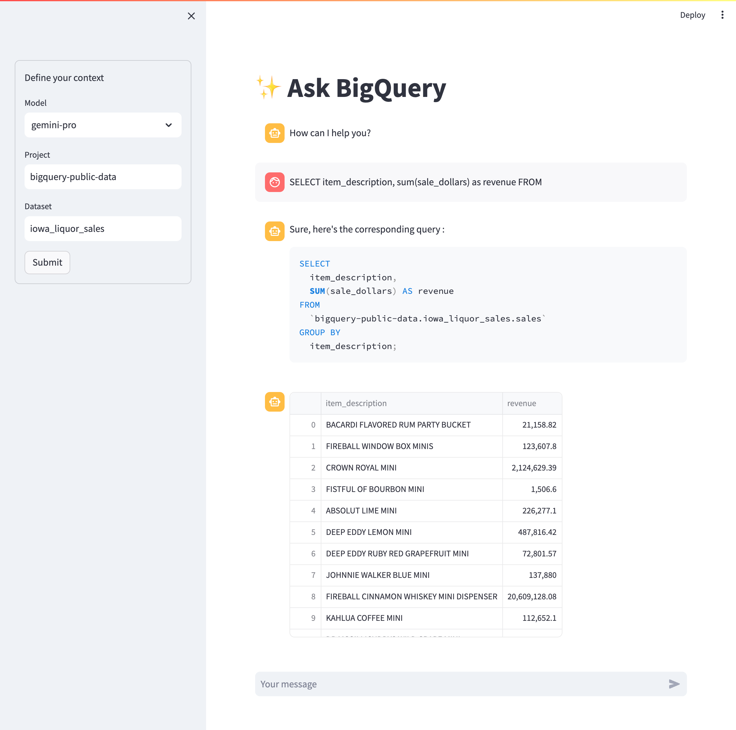 Ask BigQuery | Devpost