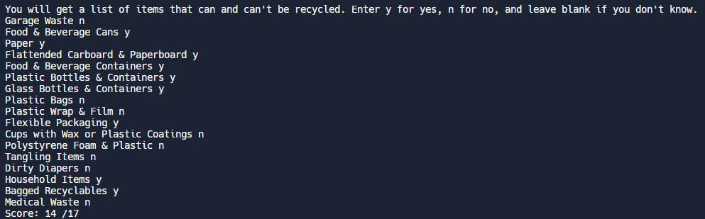 Recycling Quiz (Junior Track) | Devpost