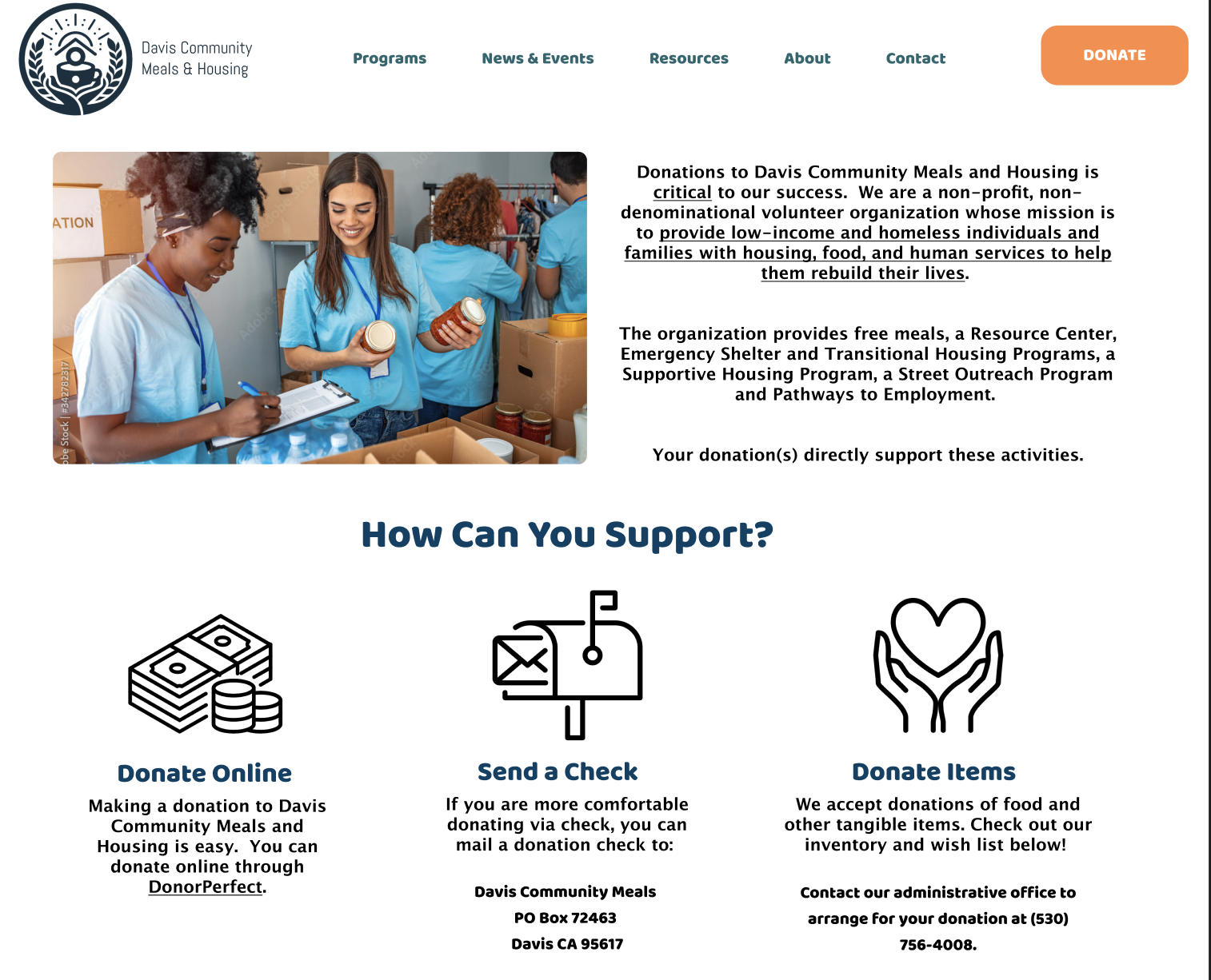 Davis Community Meals and Housing Redesign | Devpost