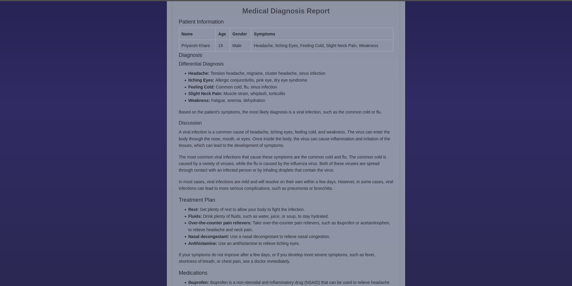 MedicareAI : Self Health Diagnosis | Devpost