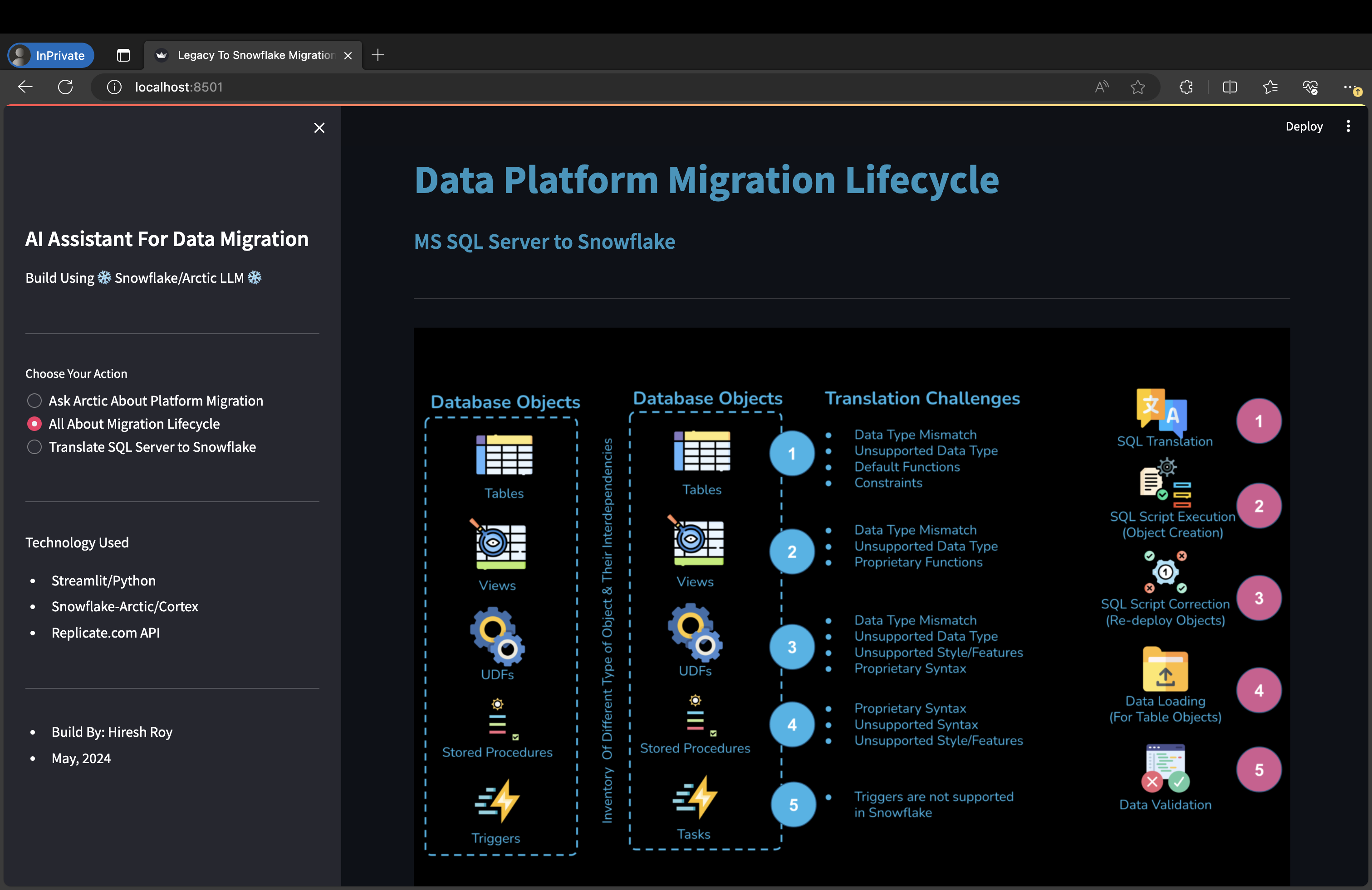 Snowflake Arctic Powered Data Migration Assistant App | Devpost