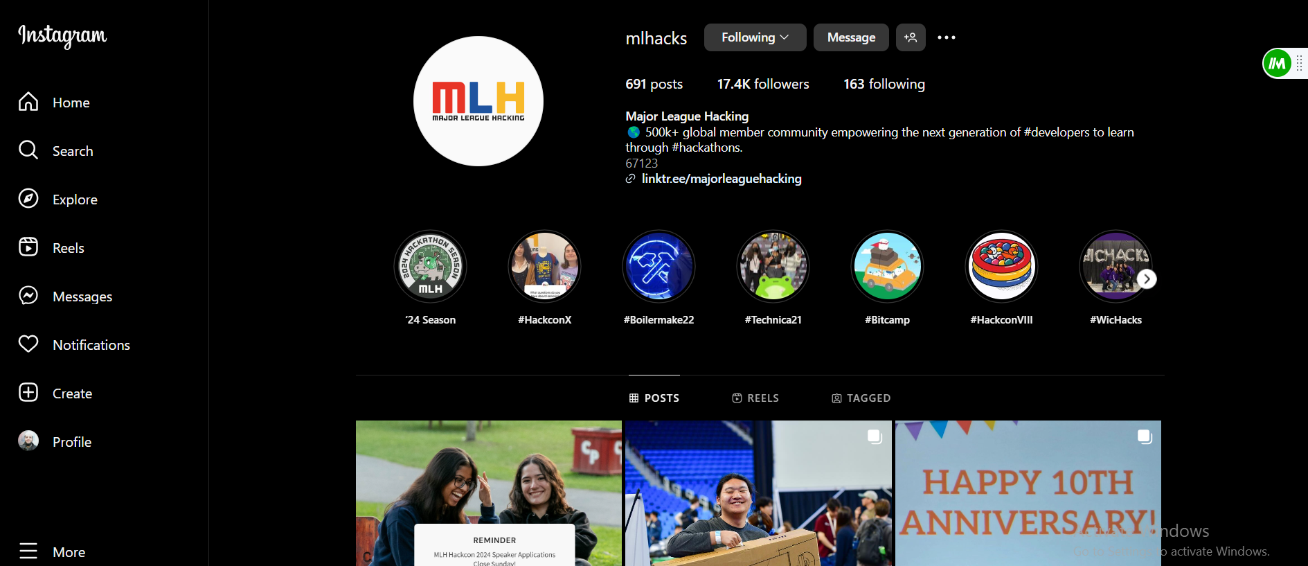 Followed MLH on Instagram | Devpost