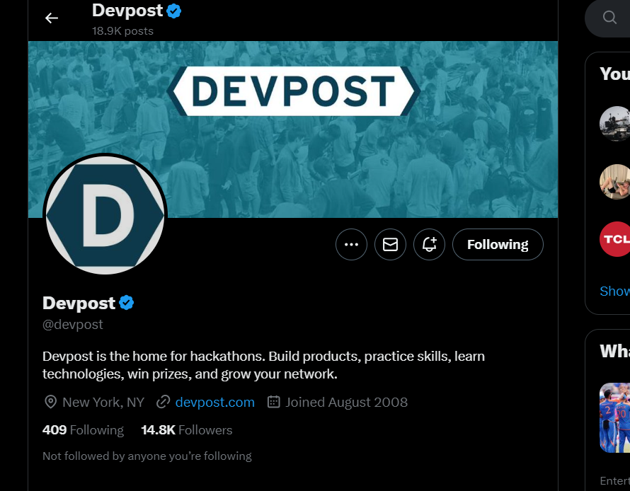 Following on Insta | Devpost