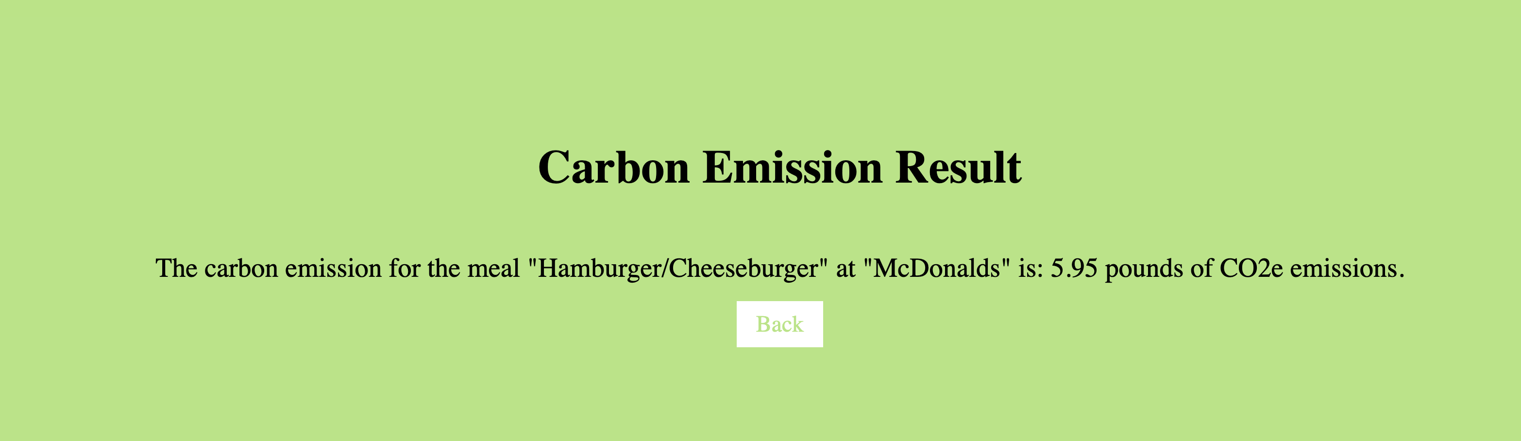 Fast Food To Carbon Emission Devpost