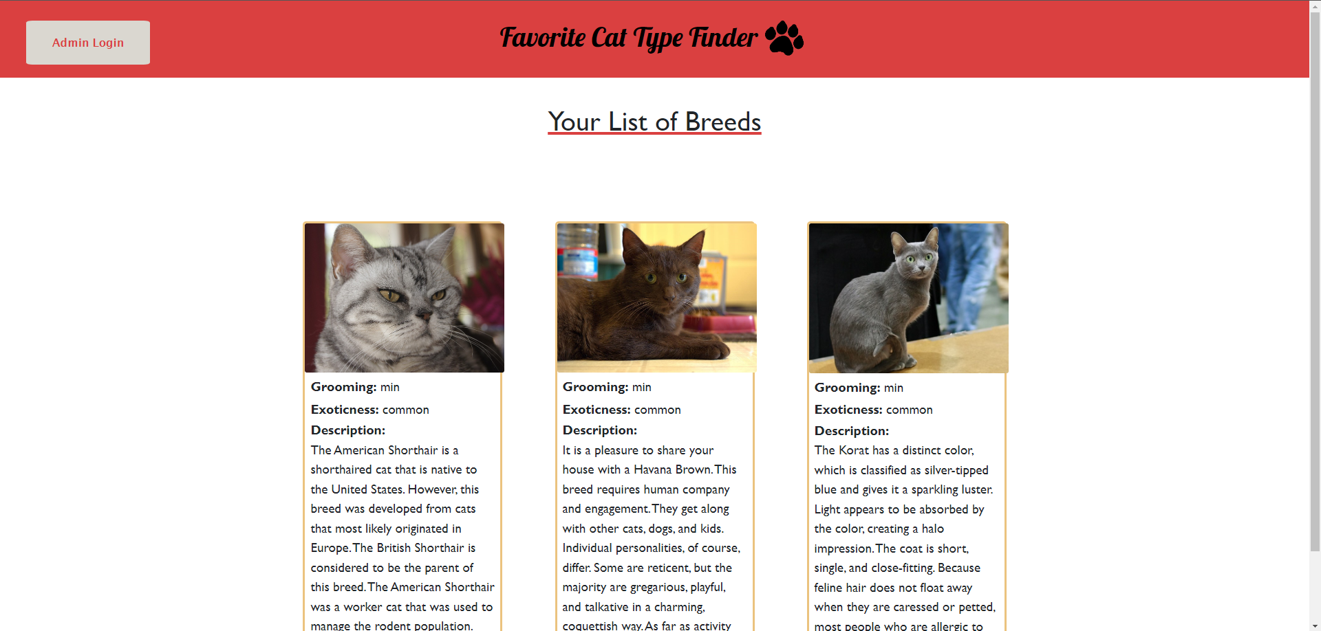Cat Breed Selector Try Using Bootstrap Devpost 2510