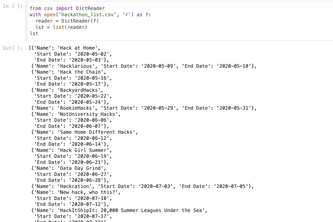 CSV Hackathon List Sorting | Devpost