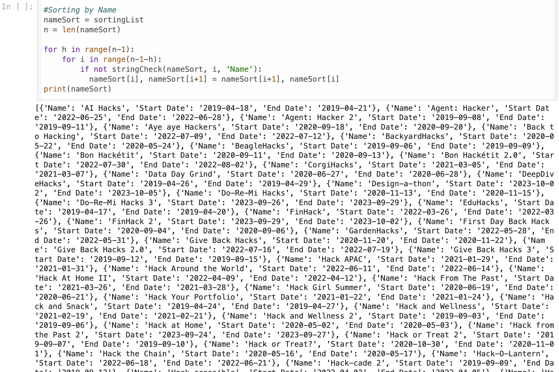 CSV Hackathon List Sorting | Devpost