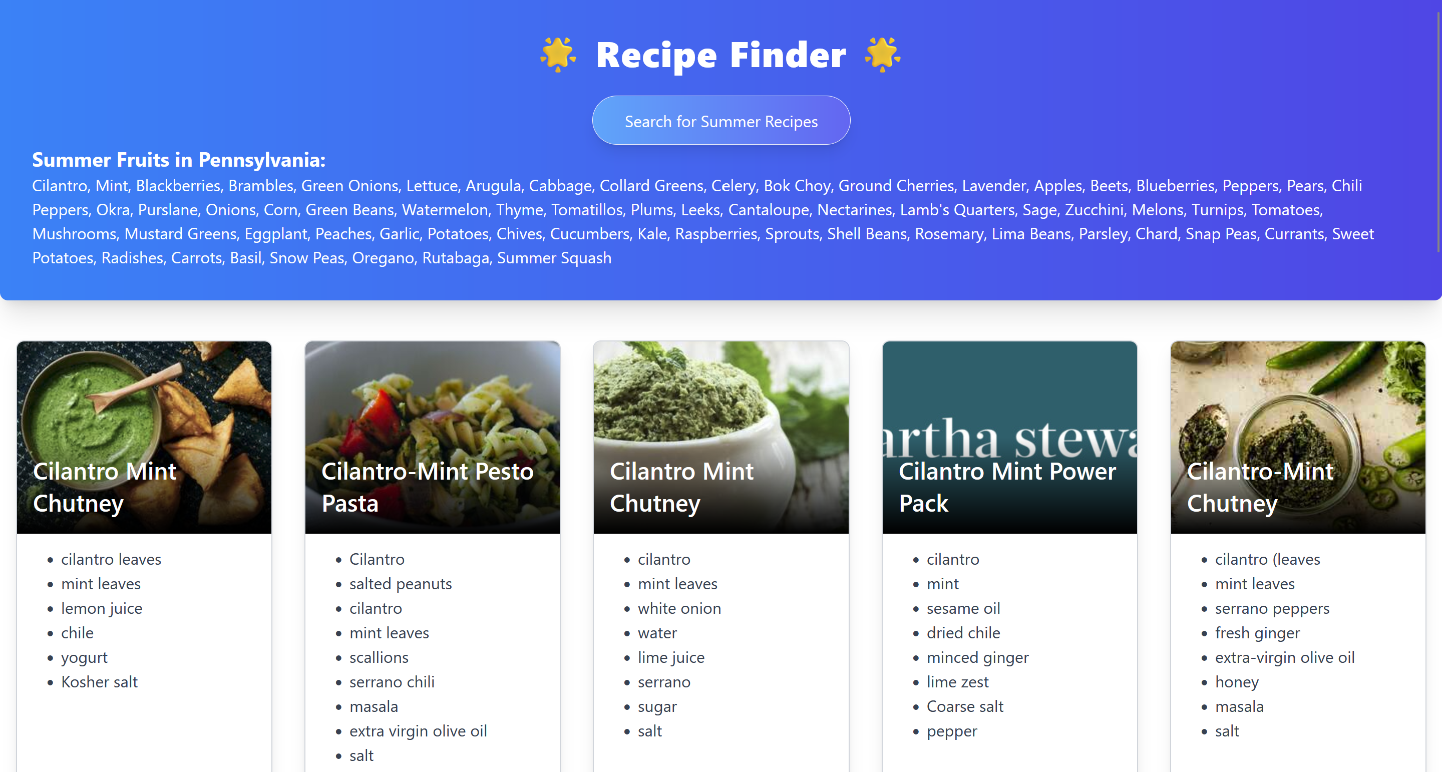 Seasonal Recipe Collection | Devpost