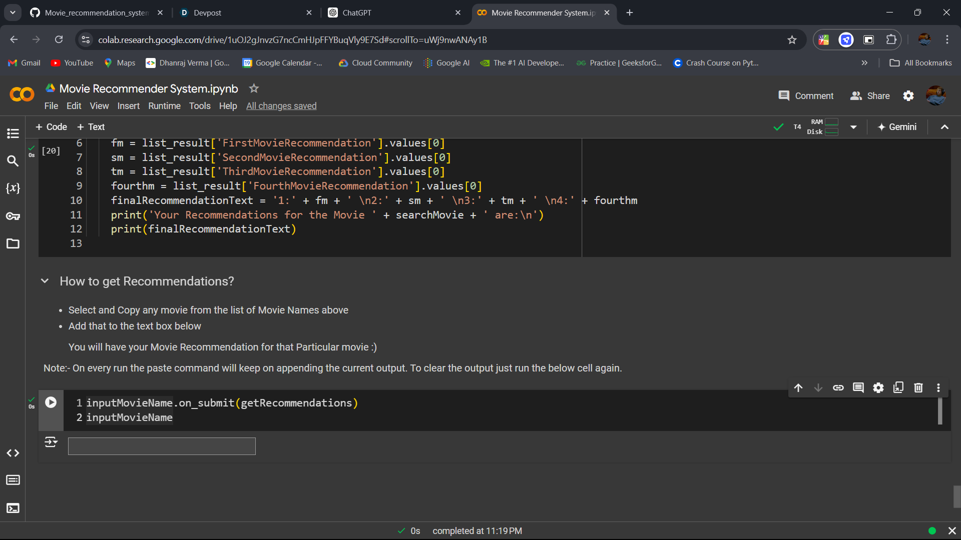 Movie Recommendation system | Devpost