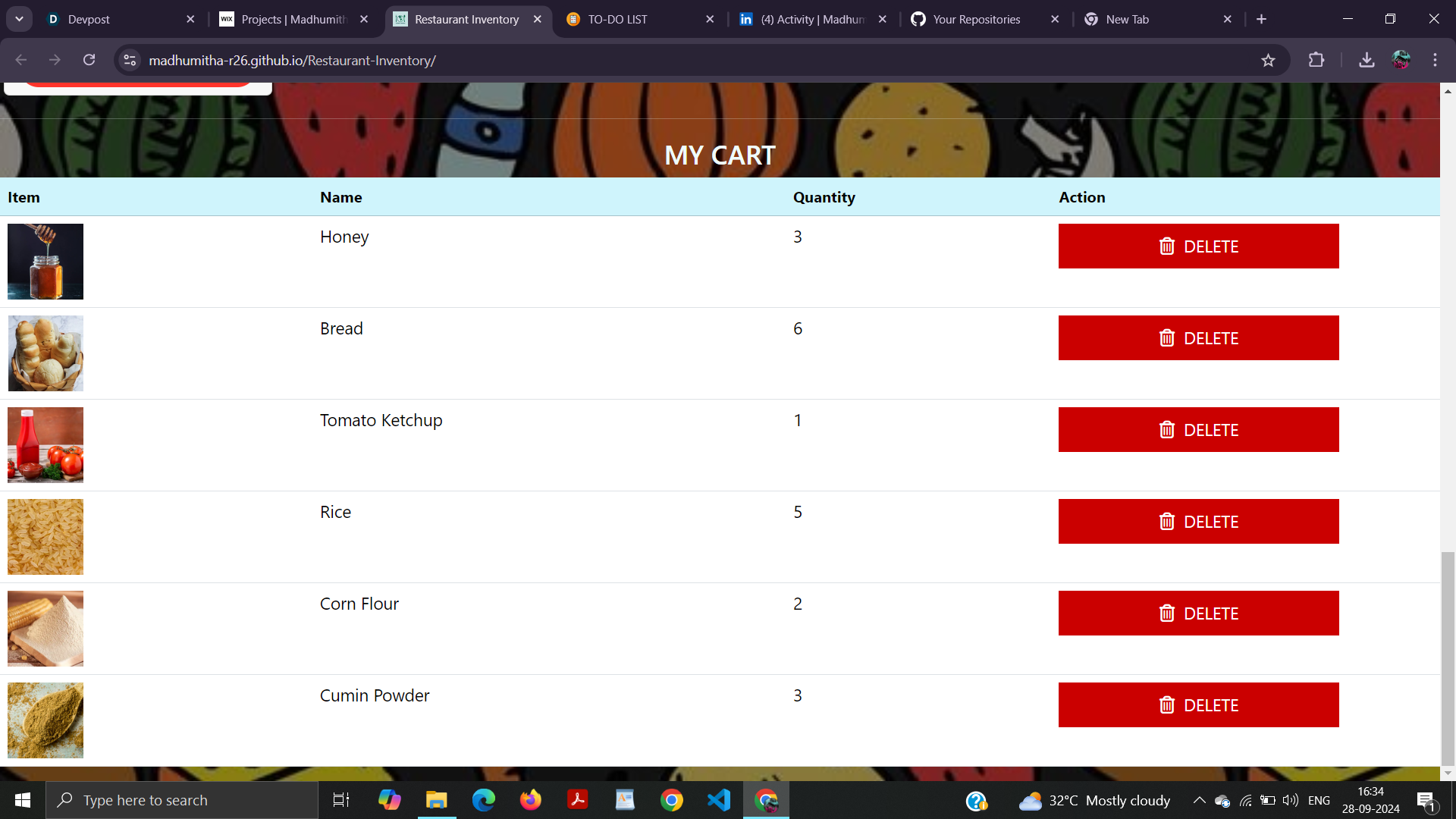 Restaurant Inventory | Devpost