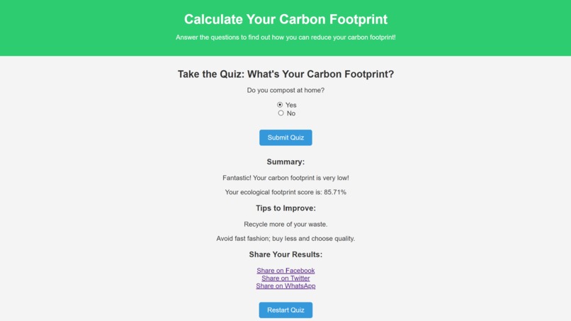 Ecological Footprint Calculator & Game | Devpost