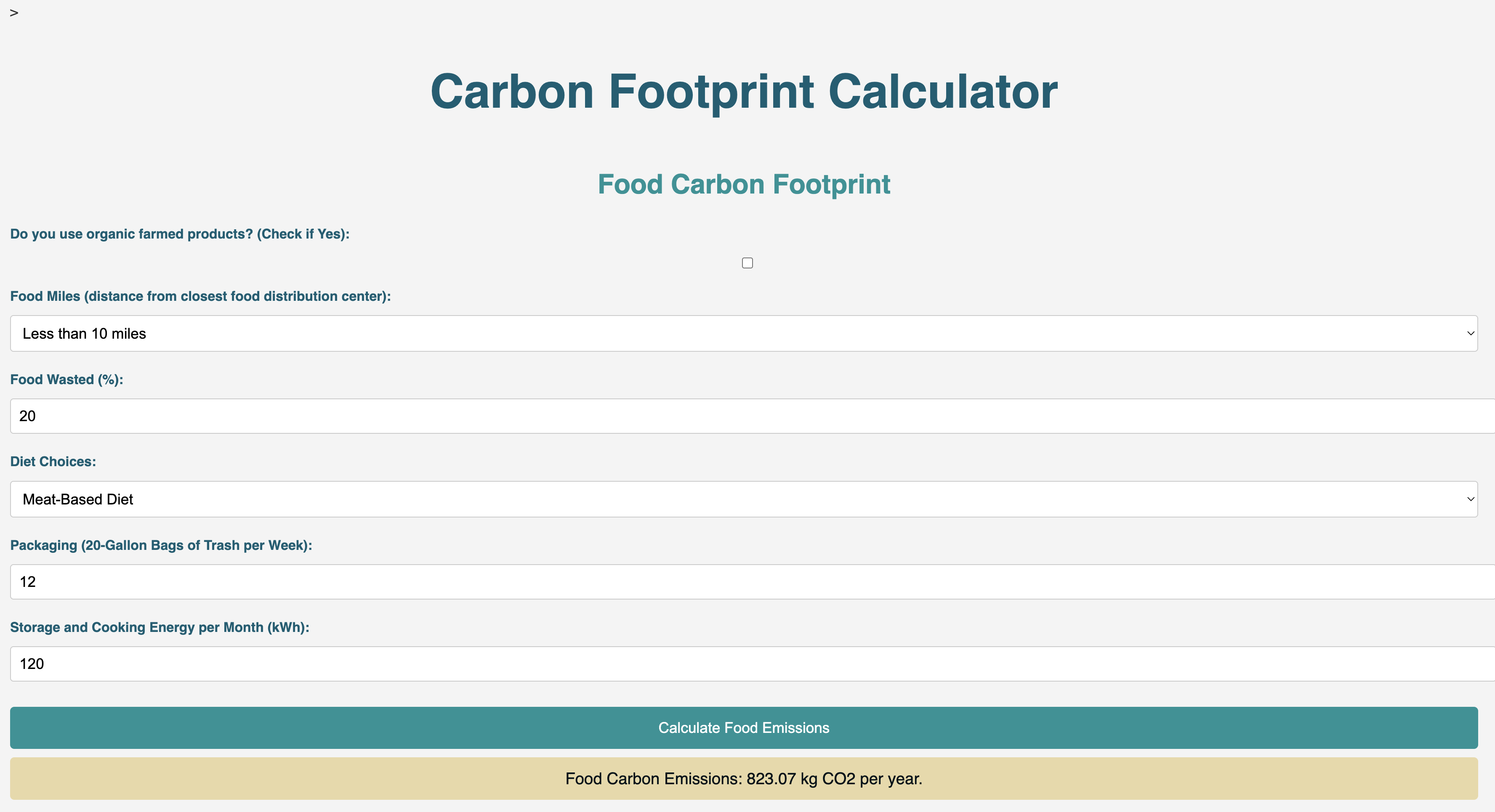 Carbon Footprint Calculator | Devpost