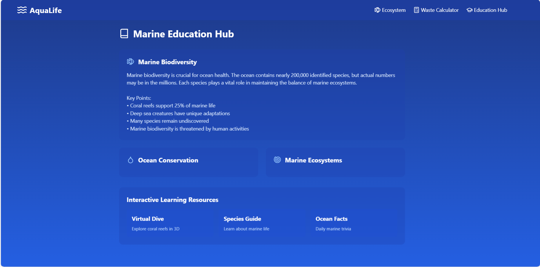 BlueConserve: Virtual Marine Sanctuary | Devpost
